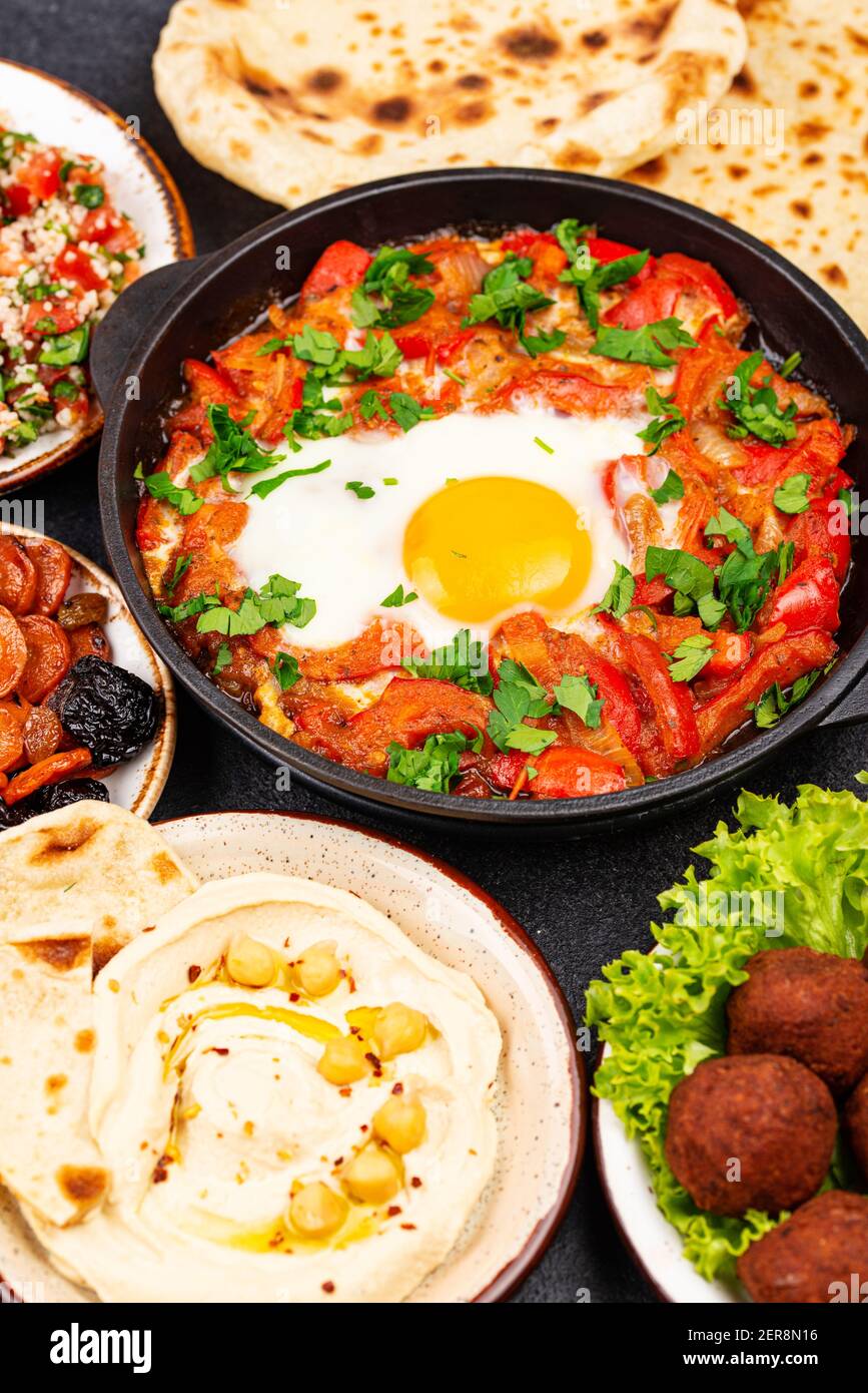 Traditional Jewish, Israeli and middle Eastern food Stock Photo - Alamy