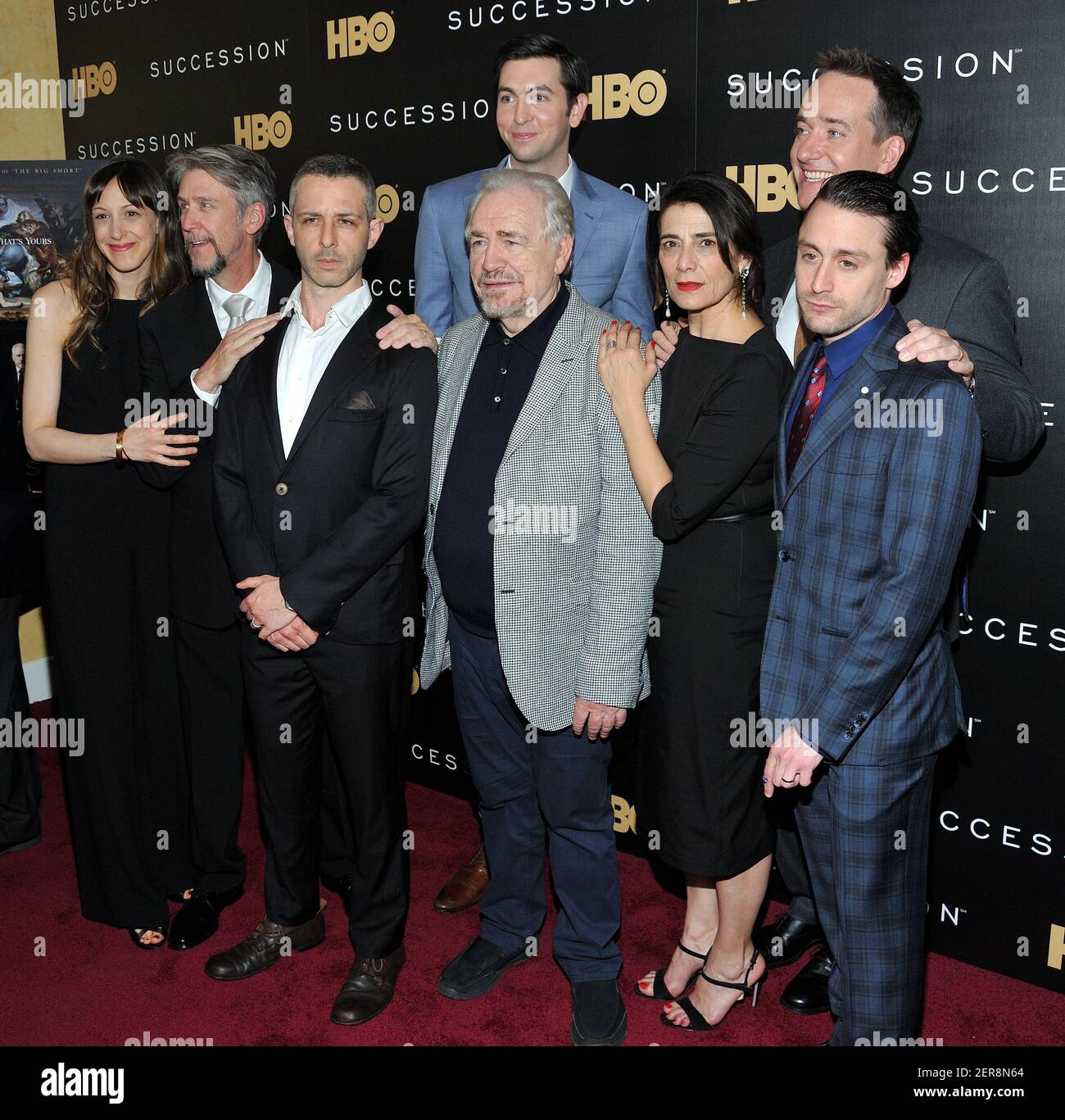 L-R: The cast of Succession: Natalie Gold, Alan Ruck, Jeremy Strong ...
