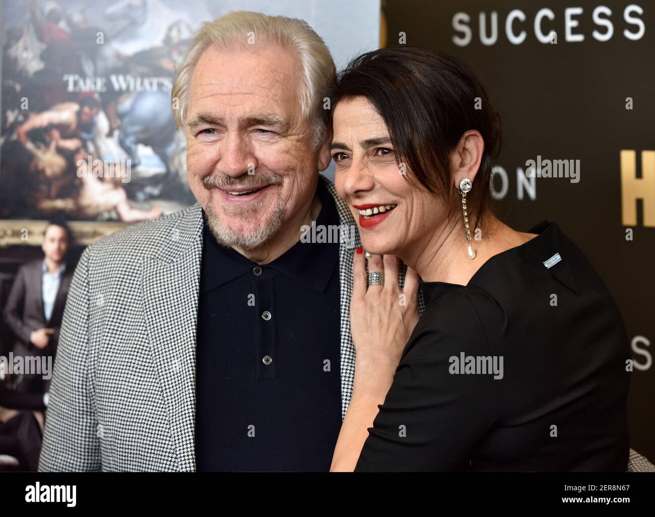 L-R: Actors Brian Cox and Hiam Abbass attend the red carpet premiere of ...