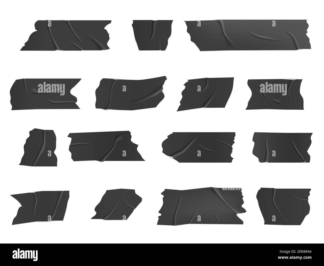 Duct tape, isolated vector black adhesive wrinkled scotch stripes ... Duct tape, isolated vector black adhesive wrinkled scotch stripes ...