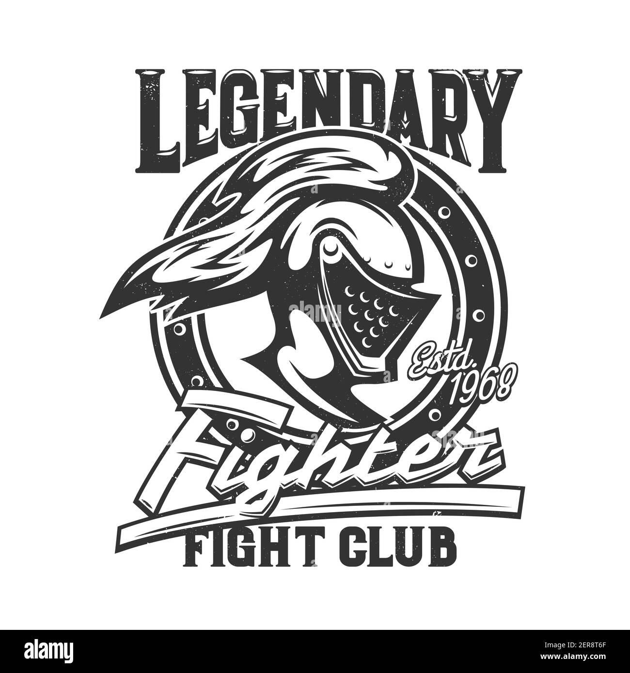 Tshirt print with knight head side view vector mascot for fight club ...