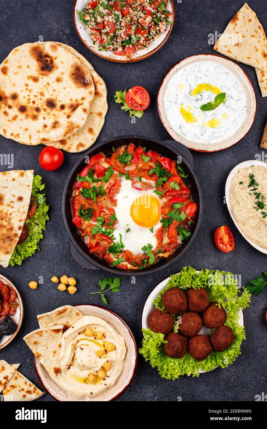 Traditional Jewish, Israeli and middle Eastern food Stock Photo - Alamy