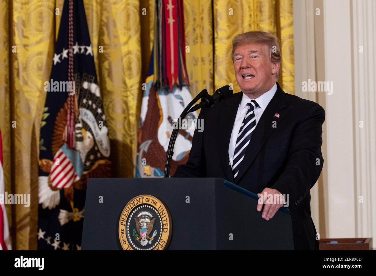 U.S. President Donald Trump speaks at the Medal of Honor ceremony for ...