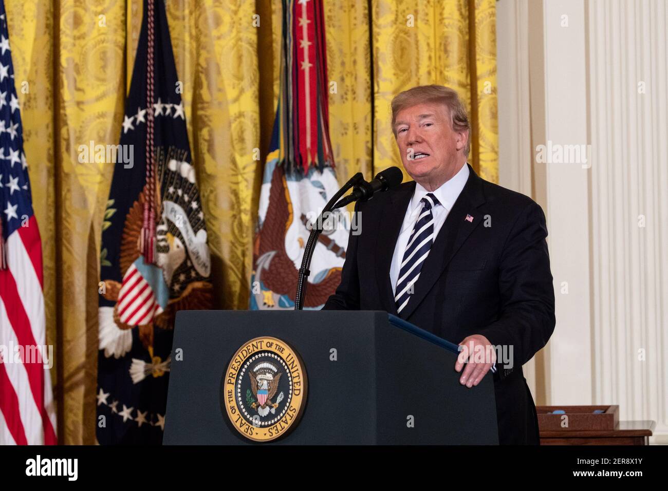 U.S. President Donald Trump speaks at the Medal of Honor ceremony for ...