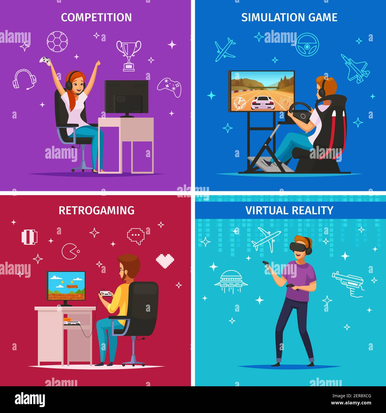 Girl with 4 square Stock Vector Images - Alamy