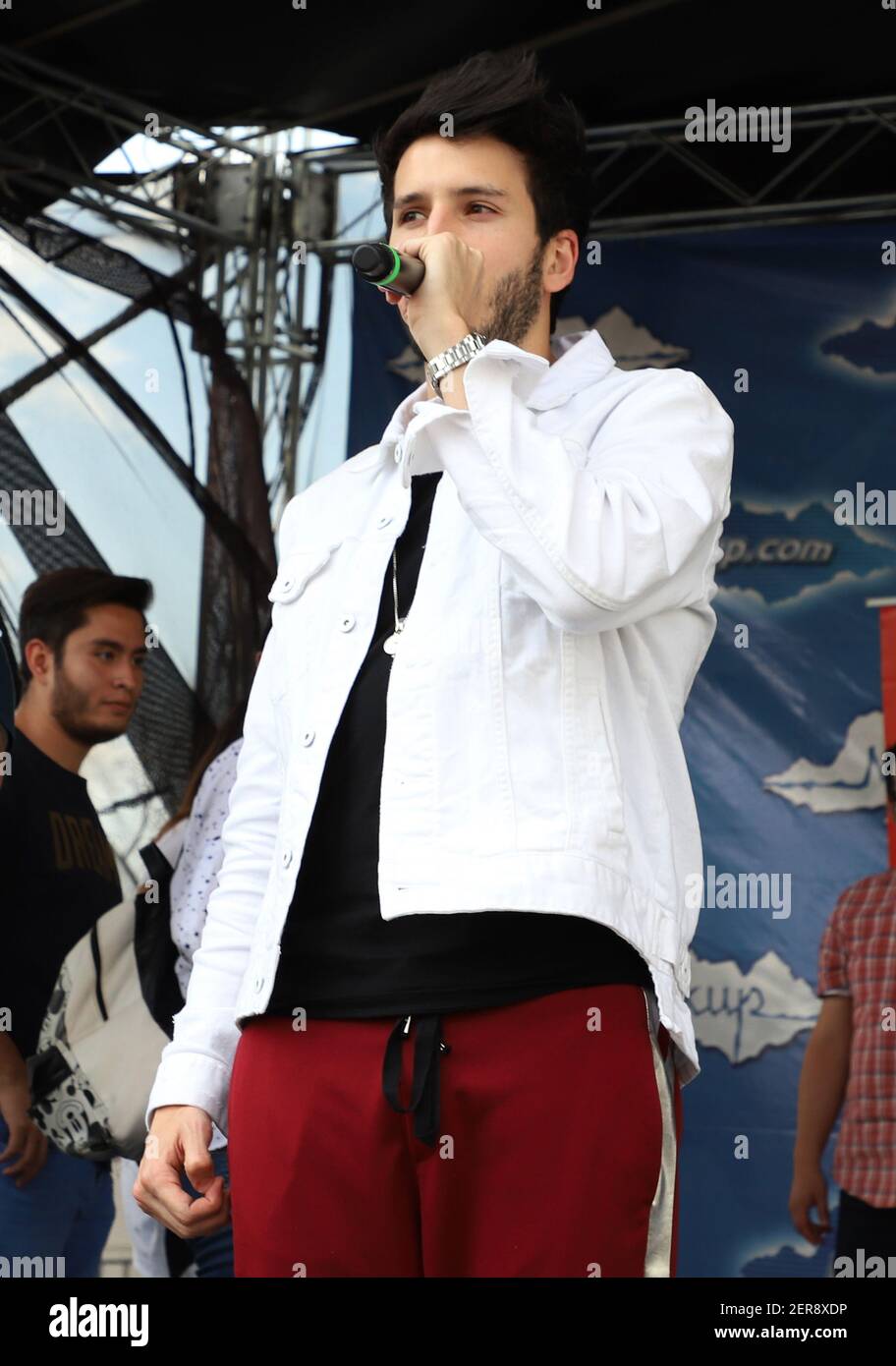 Colombian Singer Sebastian Yatra attends the meet and greet with fans ...