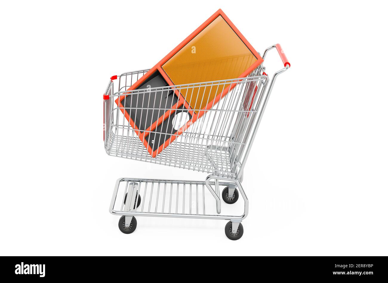 Shopping cart with air filter. 3D rendering isolated on white ...