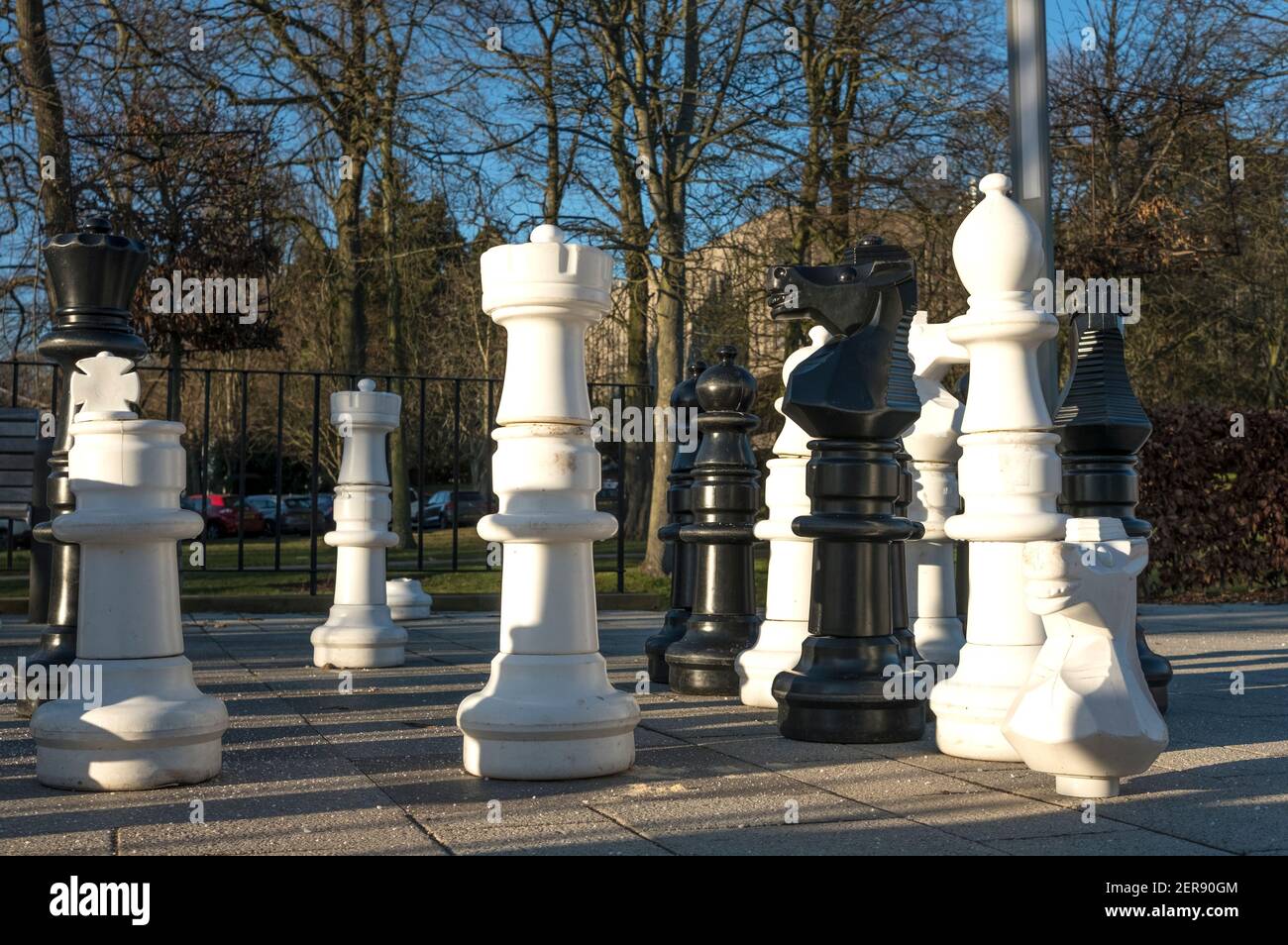 Large scale chess set outside Stock Photo - Alamy
