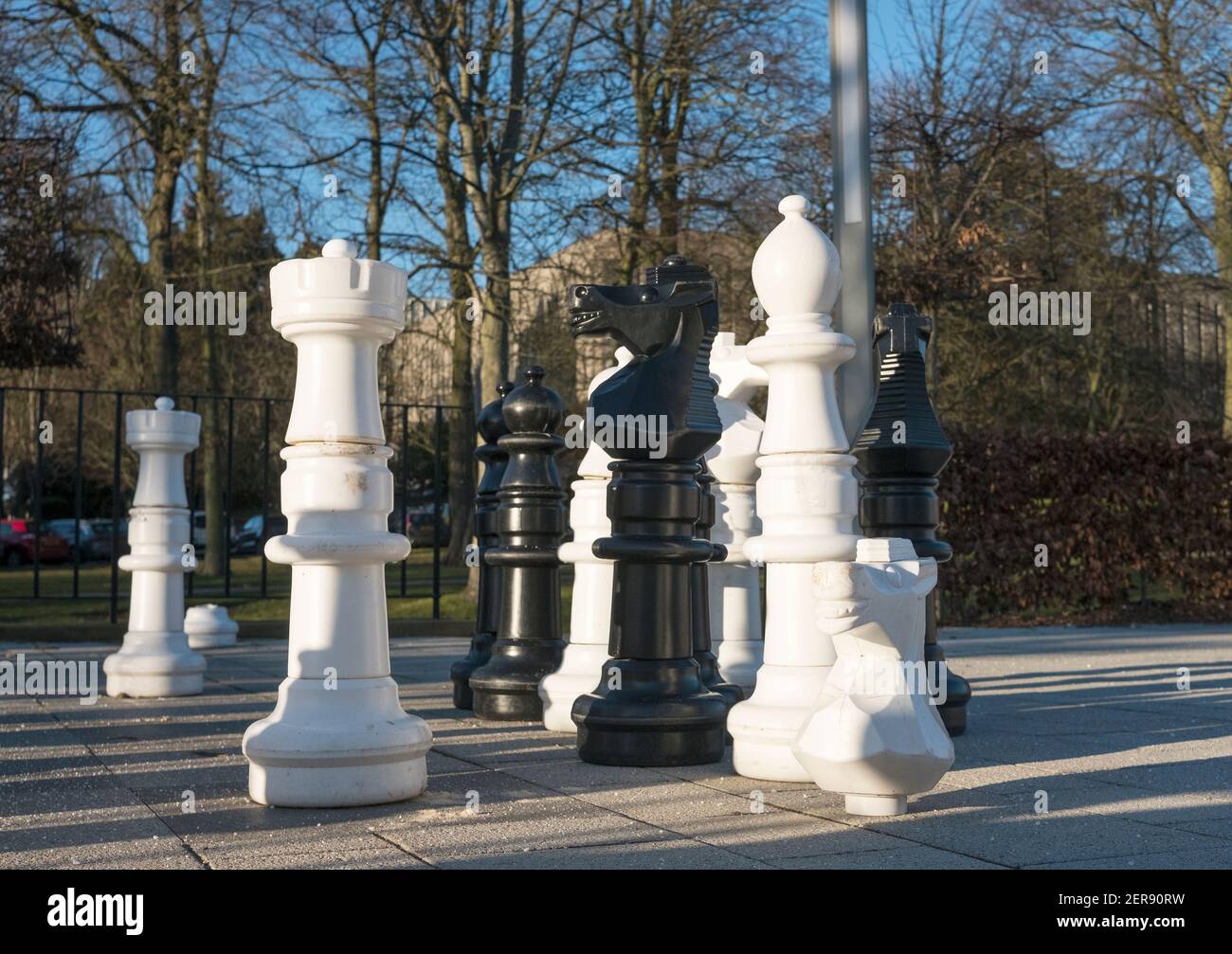 Large scale chess set outside Stock Photo - Alamy