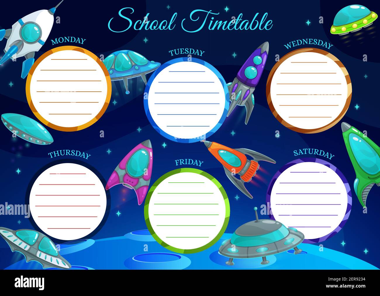 School timetable vector template of education schedule with background ...