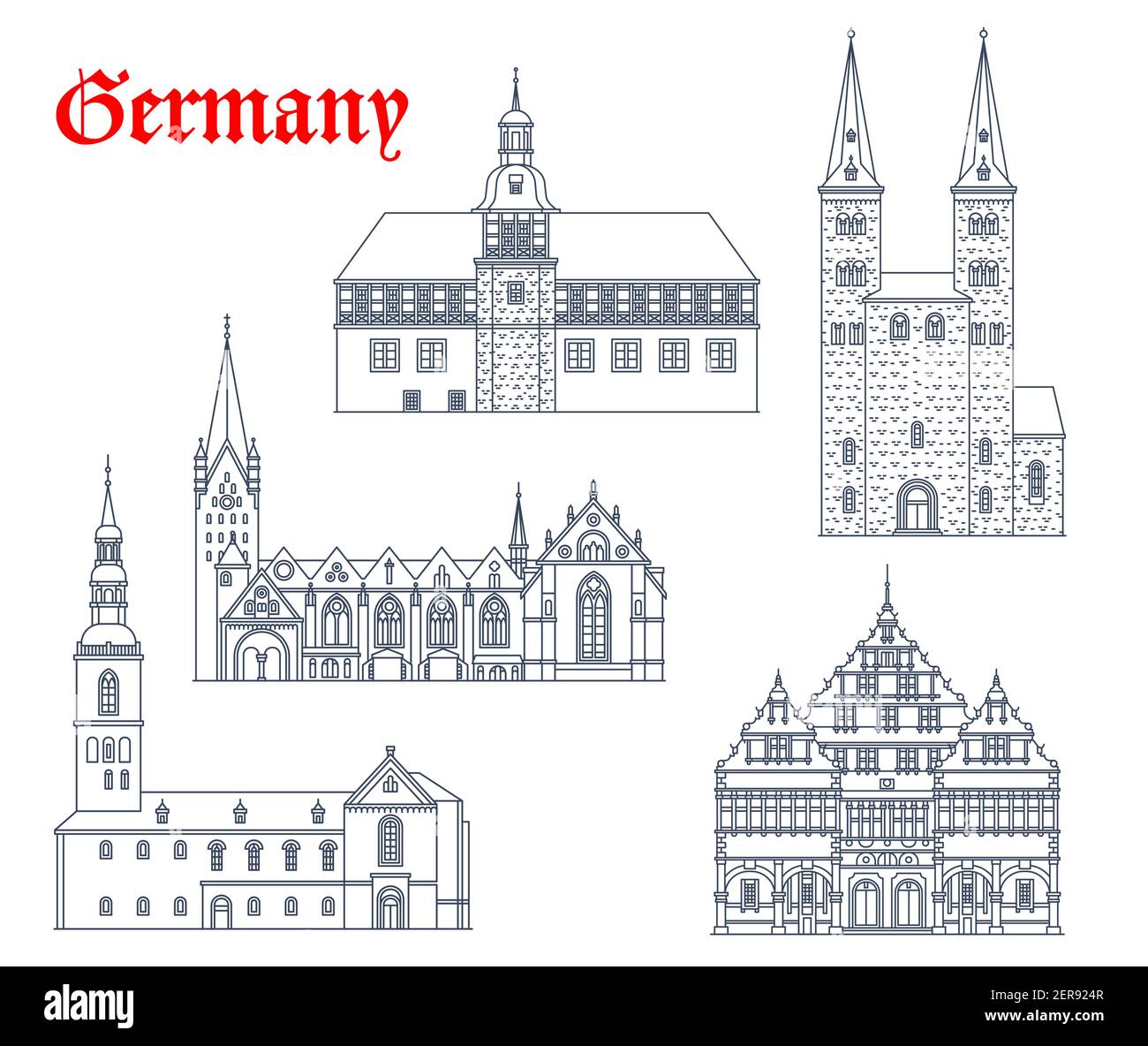 Germany landmark buildings and architecture icons, German churches and ...