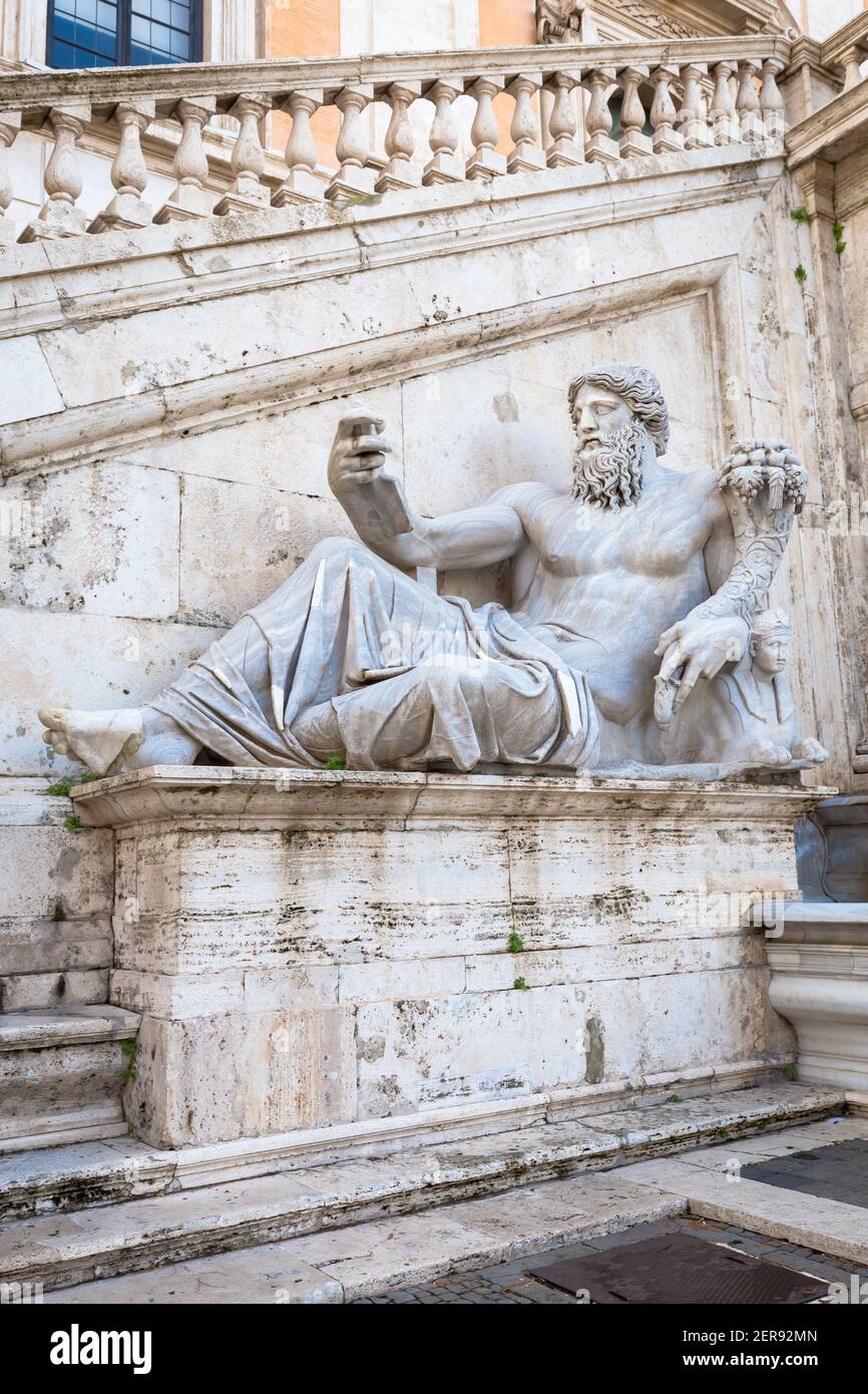 Rome, Italy. View of the staircase of the Palazzo Senatorio, a ...