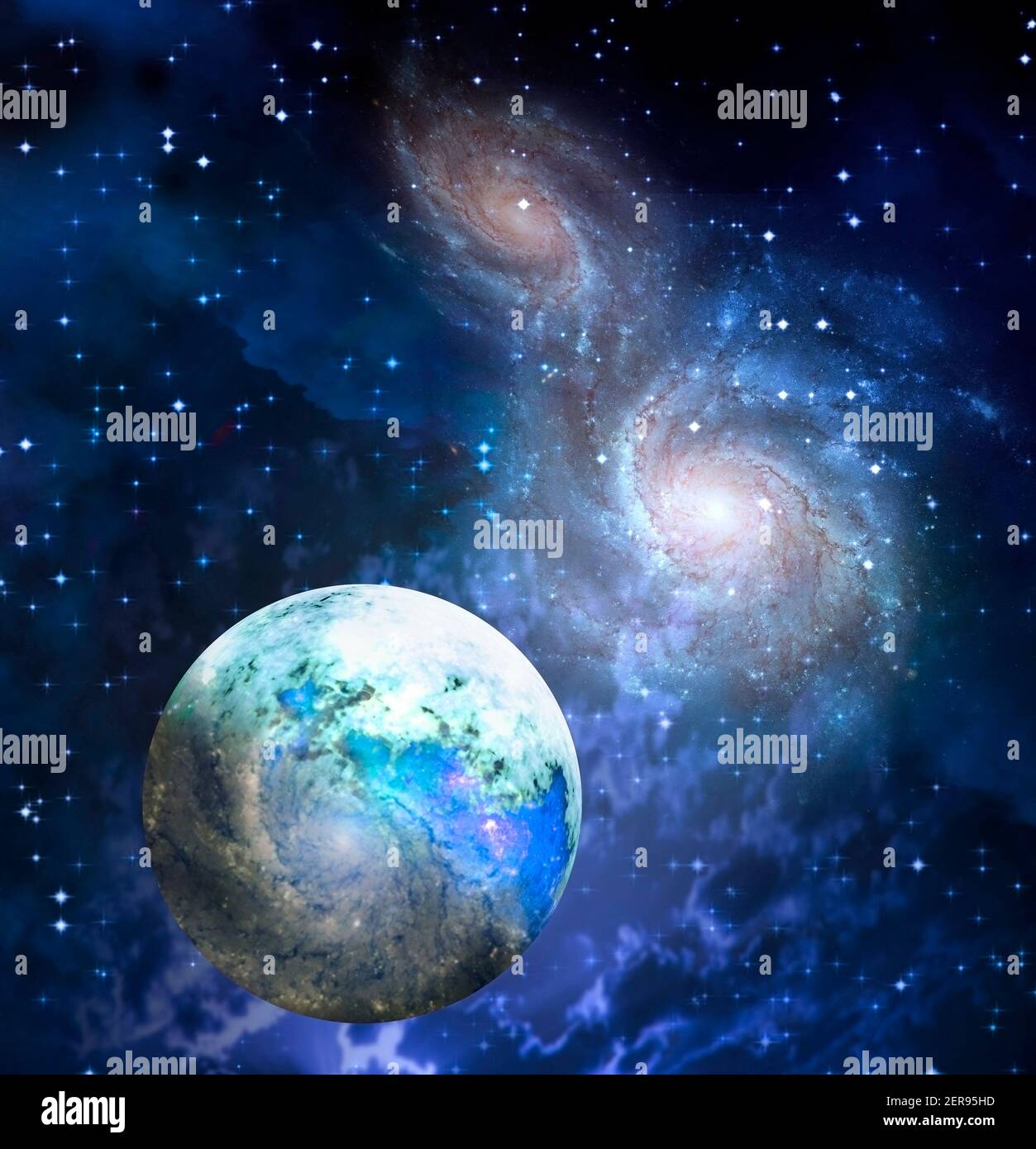Exo planet in space. 3D rendering Stock Photo - Alamy