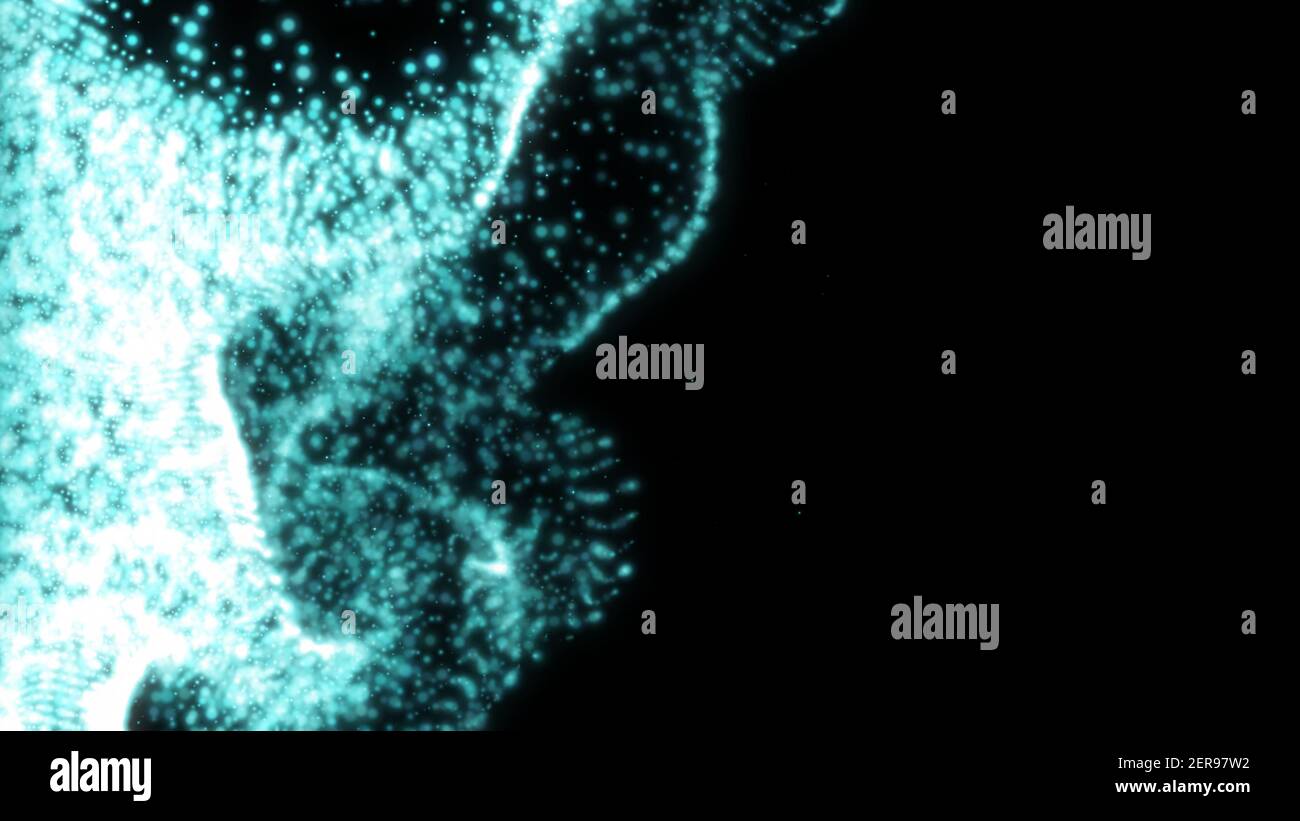 Neon blue glowing particles abstract liquid flow Stock Photo - Alamy