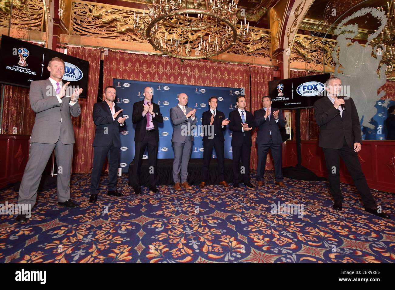 NEW YORK - MAY 30: (L-R ) Alexi Lalas, Lothar Matthaus, Grant Wahl, Stu ...