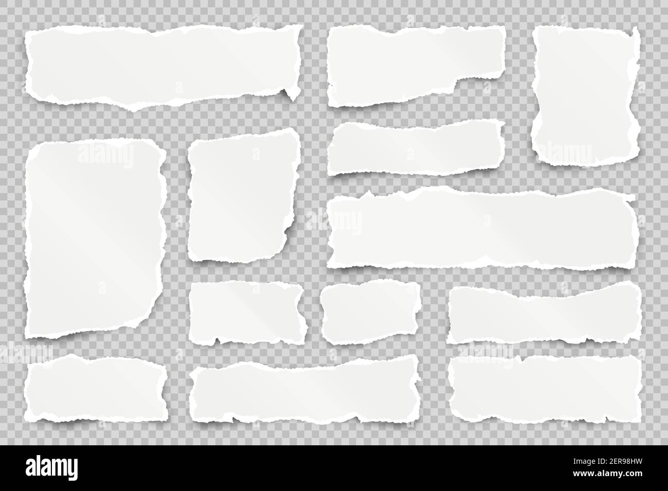 Ripped paper strips on transparent background. Realistic crumpled paper ...