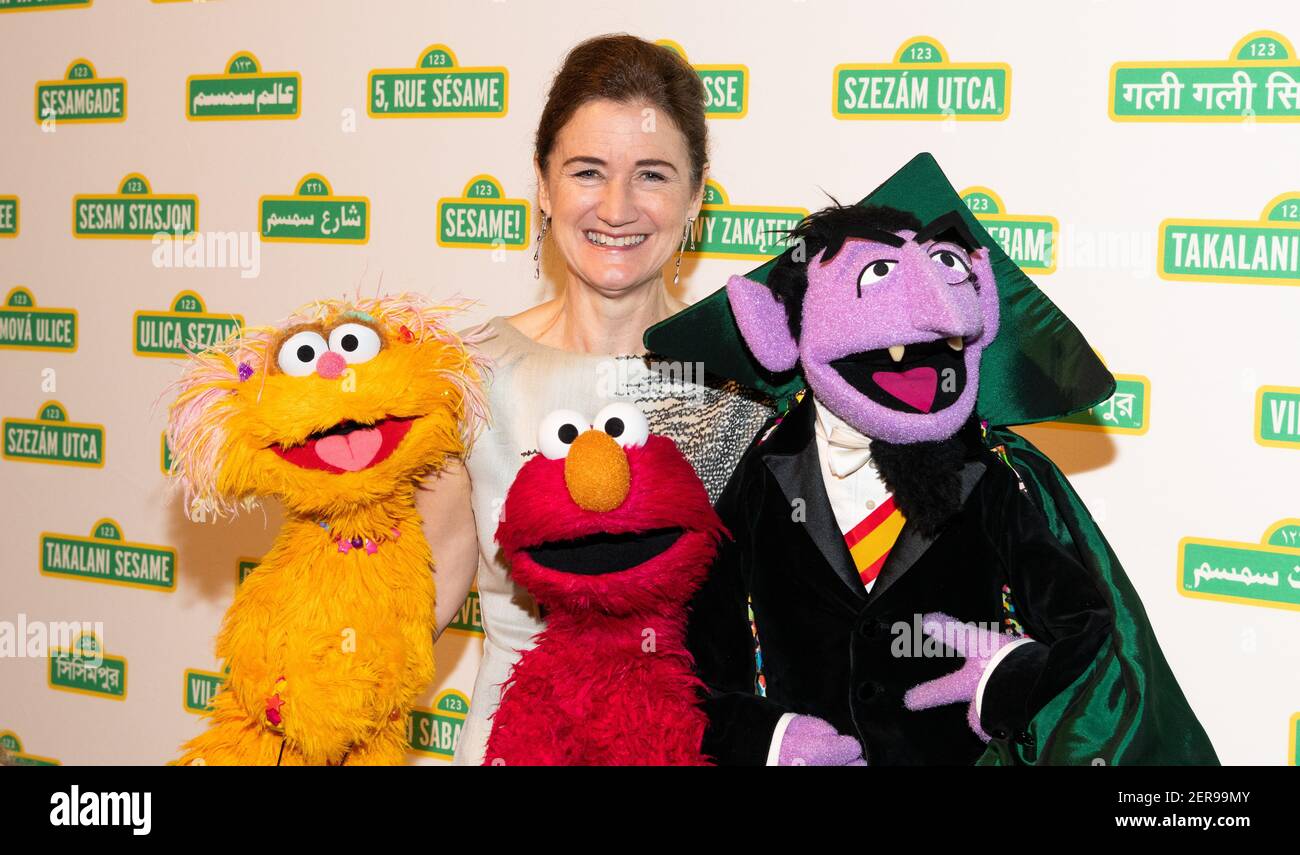 Cheryl Henson with Zoe, Elmo and The Count at the Sesame Workshop's ...