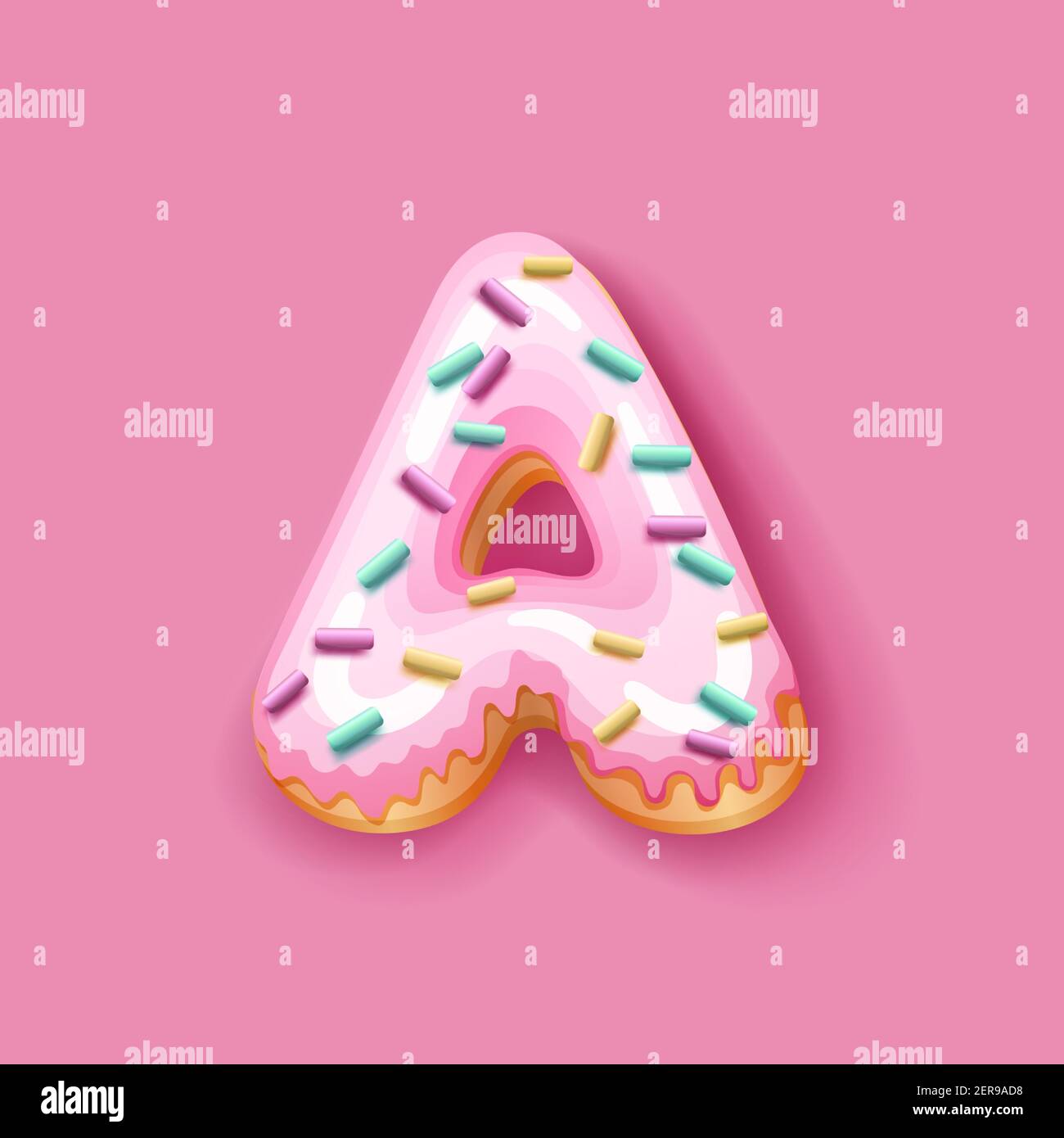 Donut icing pink upper latters - A Font of donuts. Bakery sweet ...