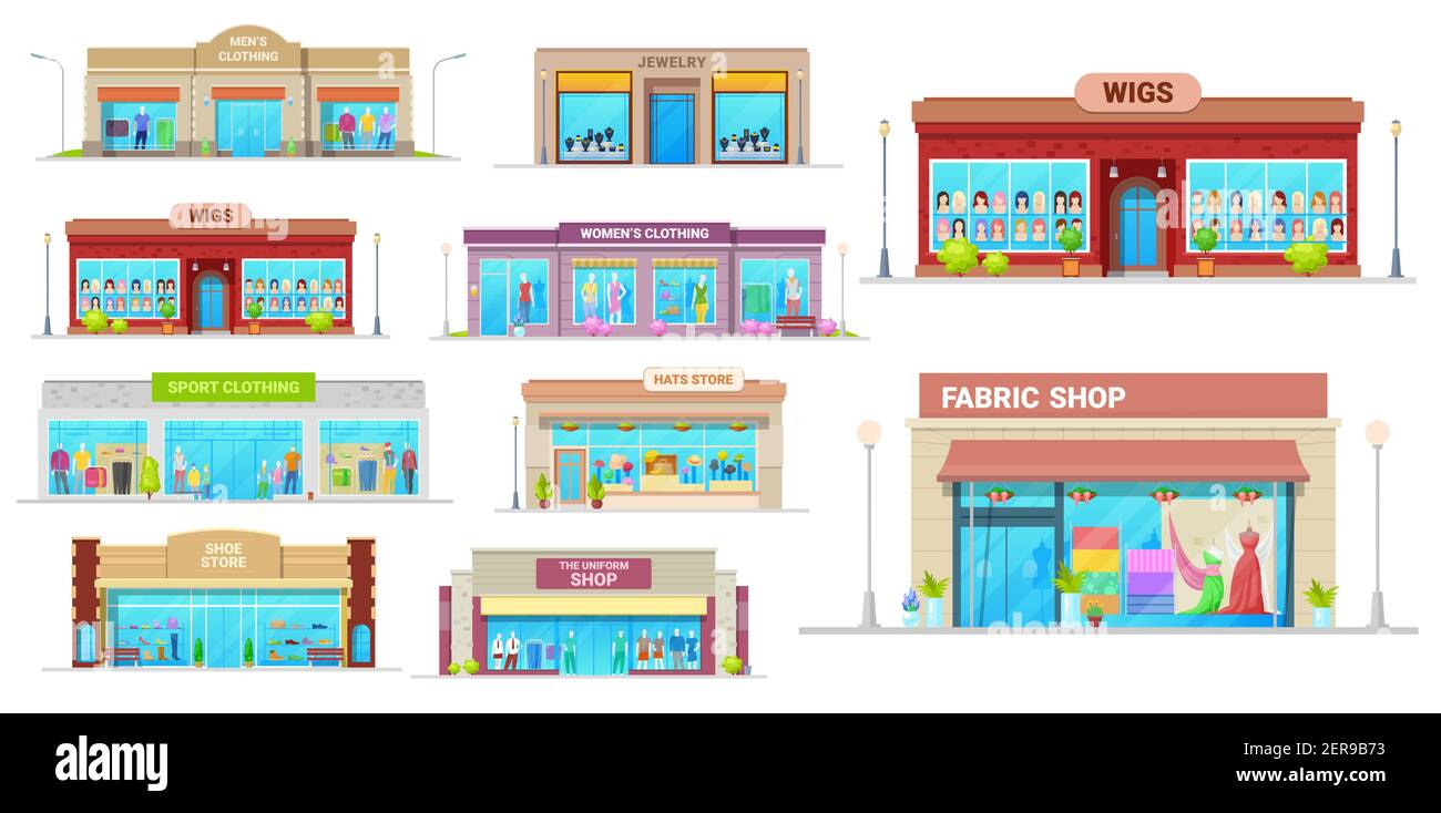 Wig shop window Stock Vector Images - Alamy