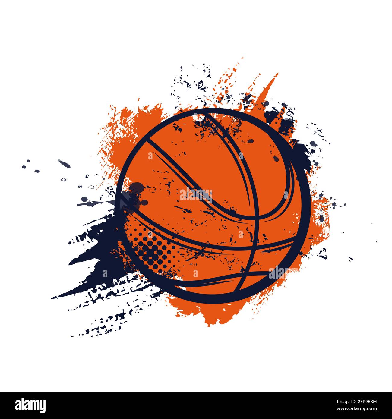 Basketball ball, sport basket and hoop streetball, vector banner or ...