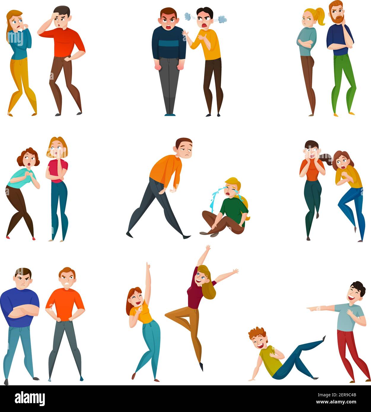 People and emotions icons set with positive and negative feelings ...