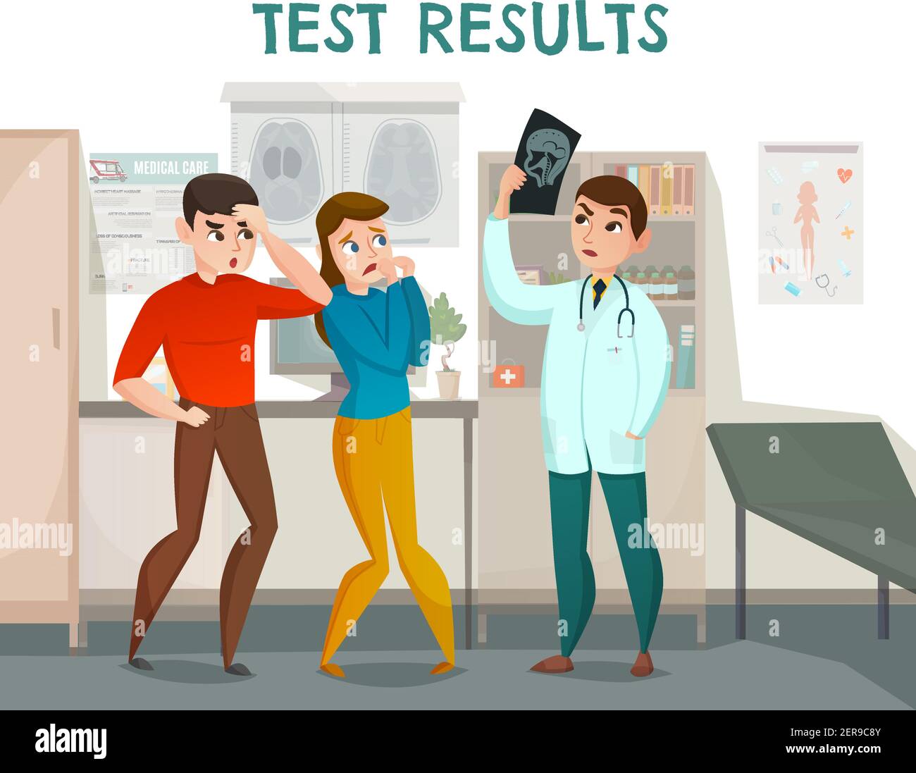 People and emotions with medical test results symbols flat vector ...