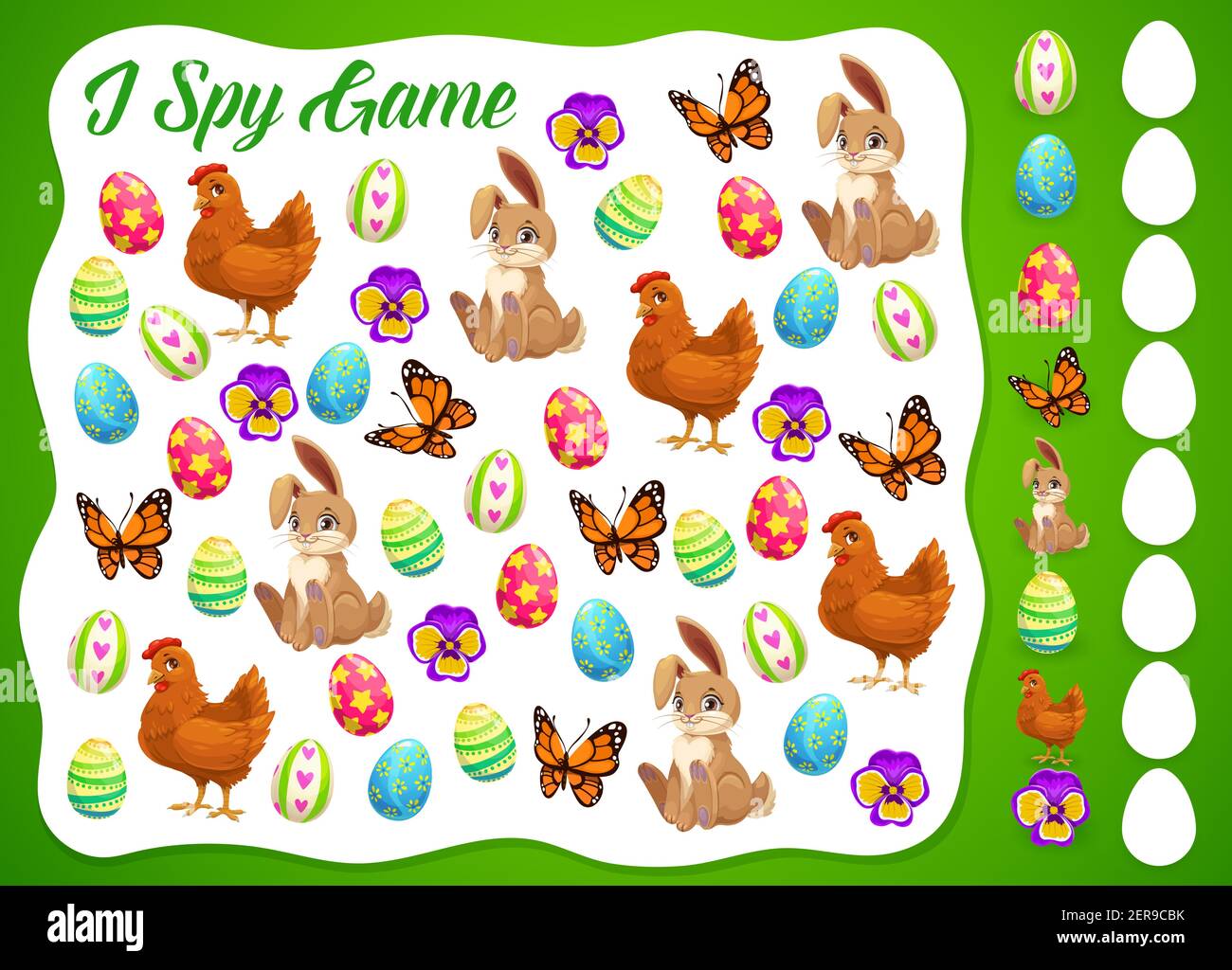 I spy Easter kids game or puzzle vector template. Children education ...