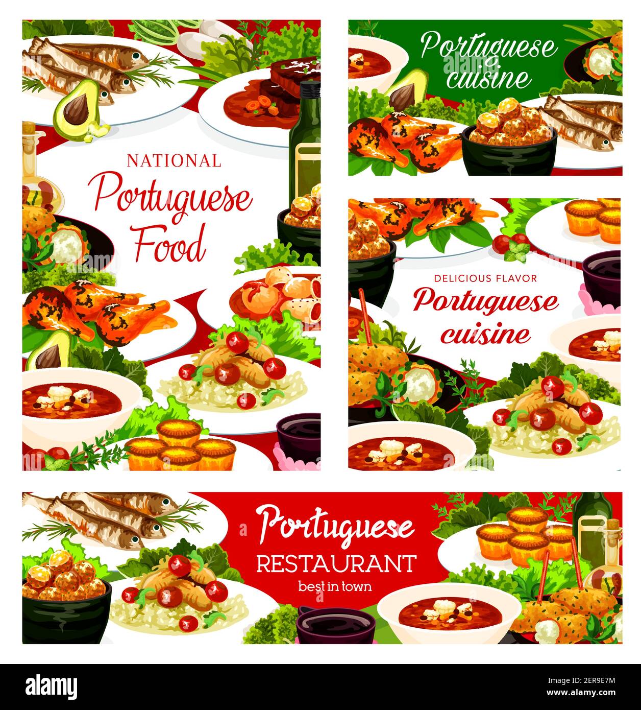 Portuguese cuisine dishes pasteh cakes, cod soup, pasteigi, fish ...