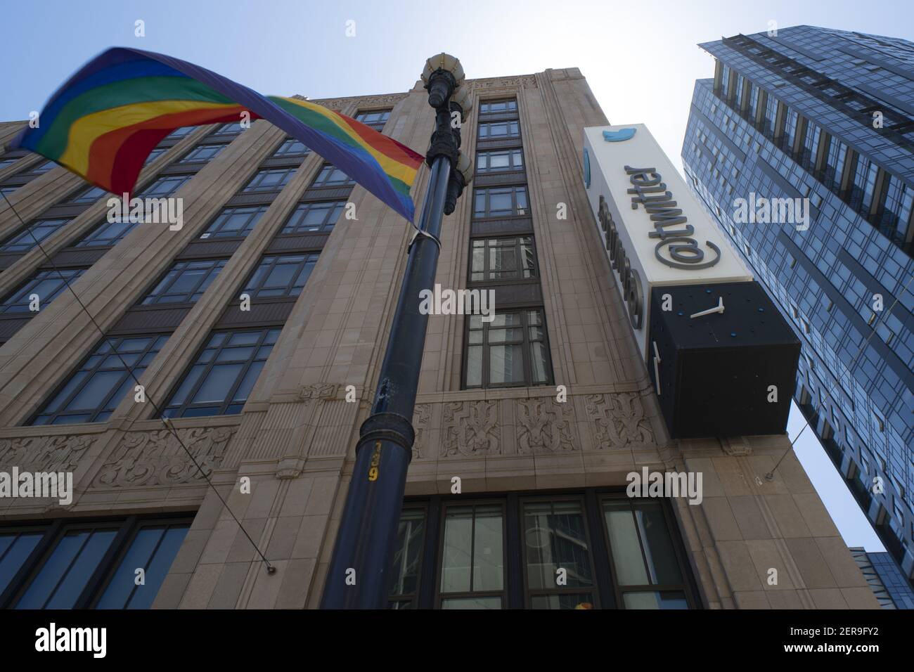 A Twitter logo is seen outside its headquarters on June 1, 2018 in San ...