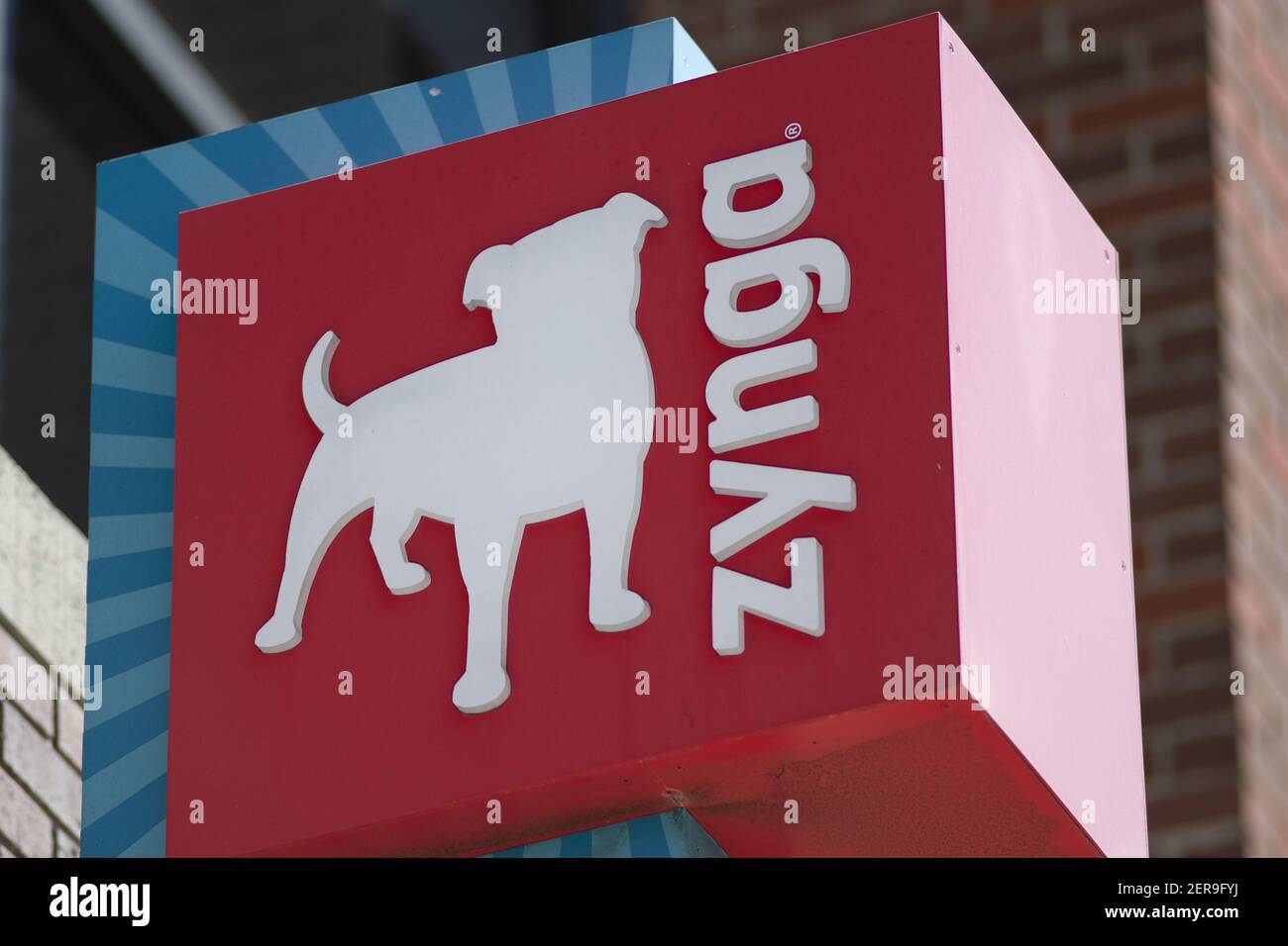 A Zynga logo is seen outside its office on June 1, 2018 in San Francisco, California, United ...