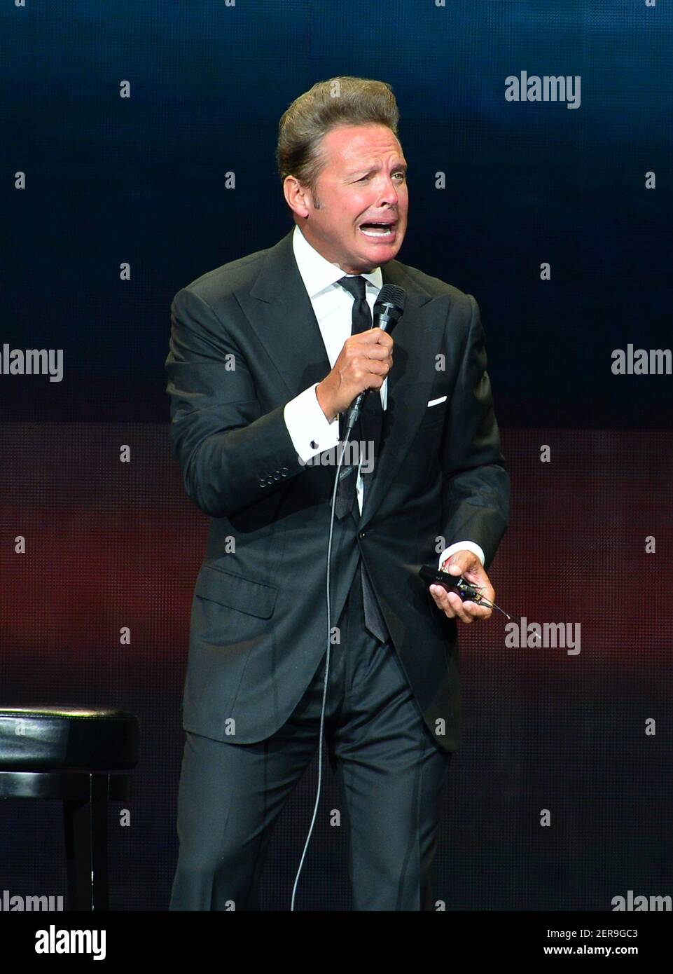 Mexican singer Luis Miguel performs during a show as part of the ...