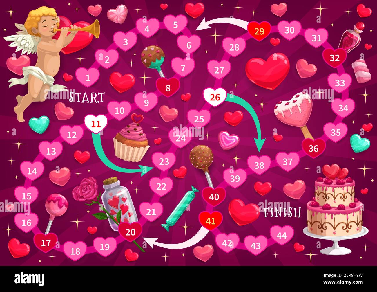 Valentine day children labyrinth game with cupid and holiday sweets ...