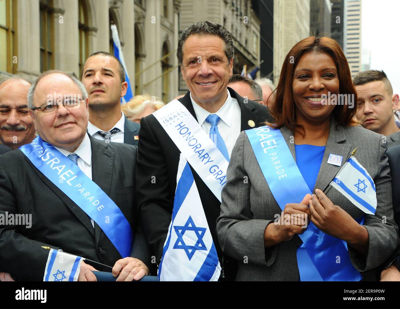 Ron Prosor, Miriam Miri Regev, Andrew Cuomo, Letitia James during the ...