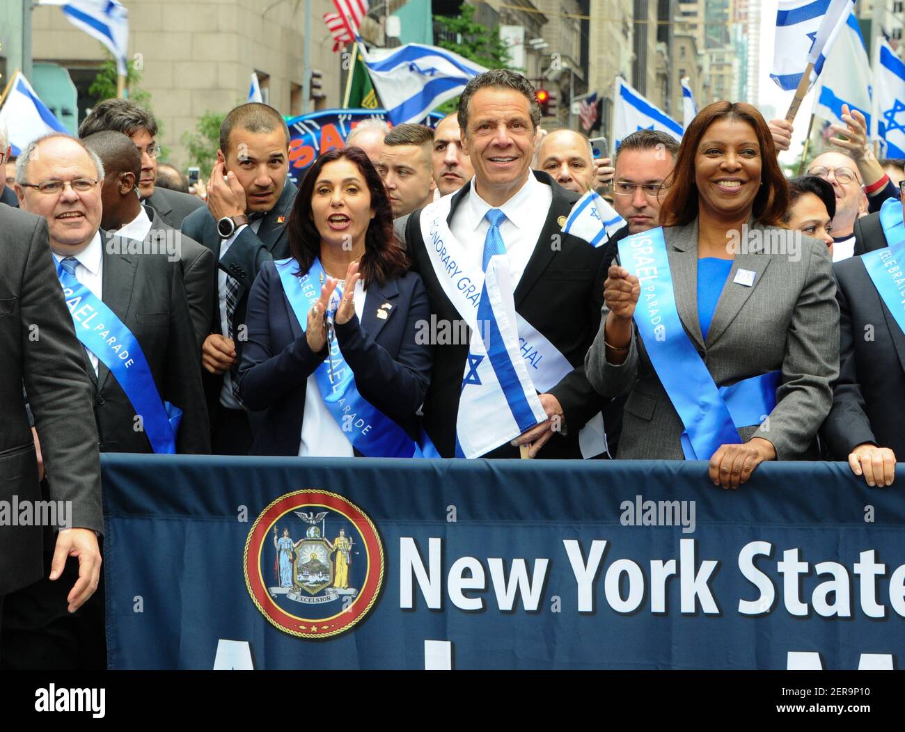 Ron Prosor, Miriam Miri Regev, Andrew Cuomo, Letitia James during the ...