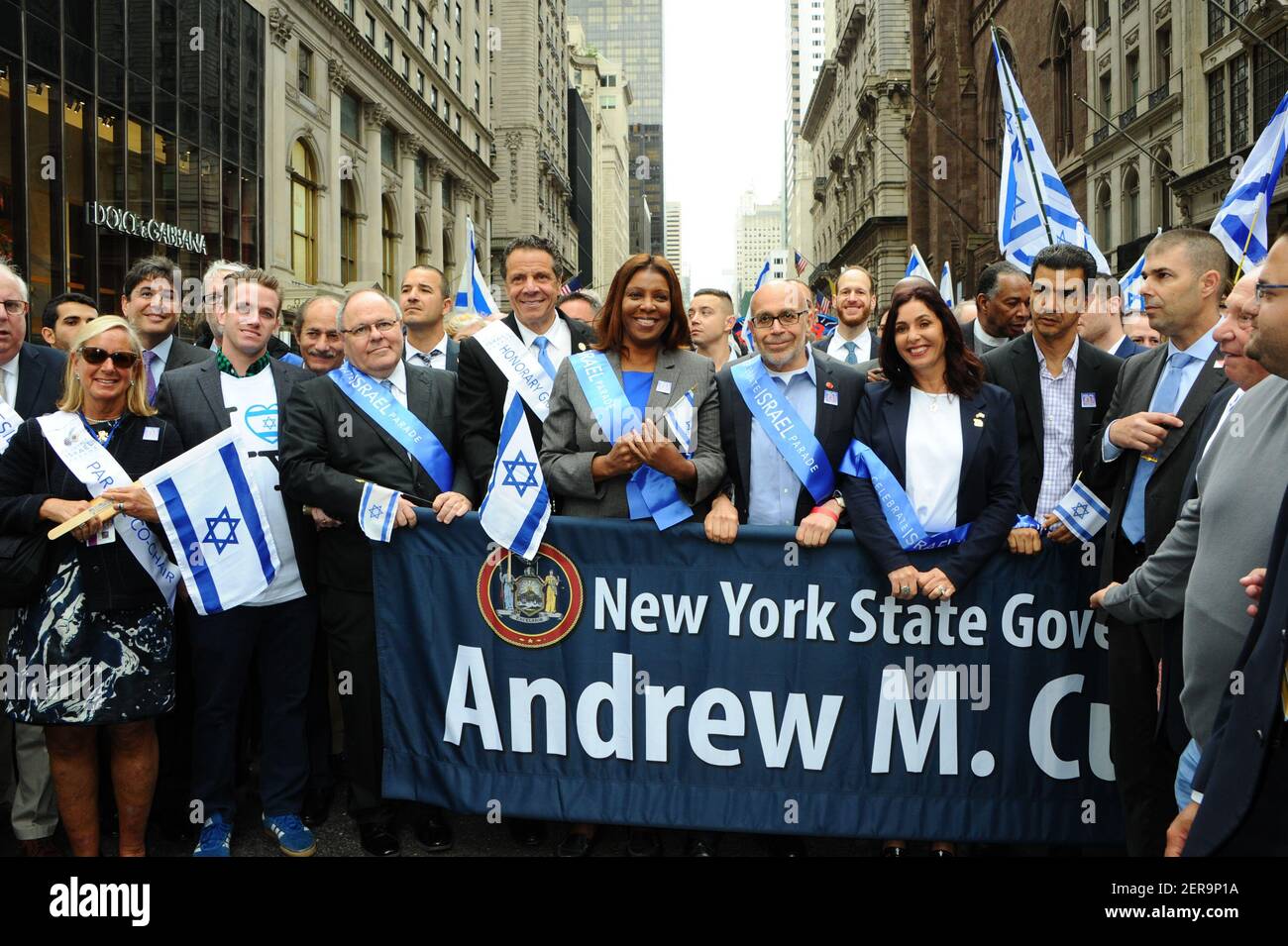 Ron Prosor, Miriam Miri Regev, Andrew Cuomo, Letitia James during the ...