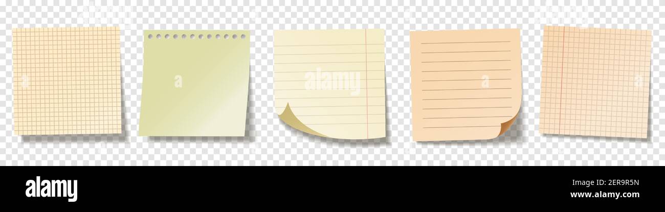 Realistic blank sticky notes. Sheets of note papers. Paper reminder ...