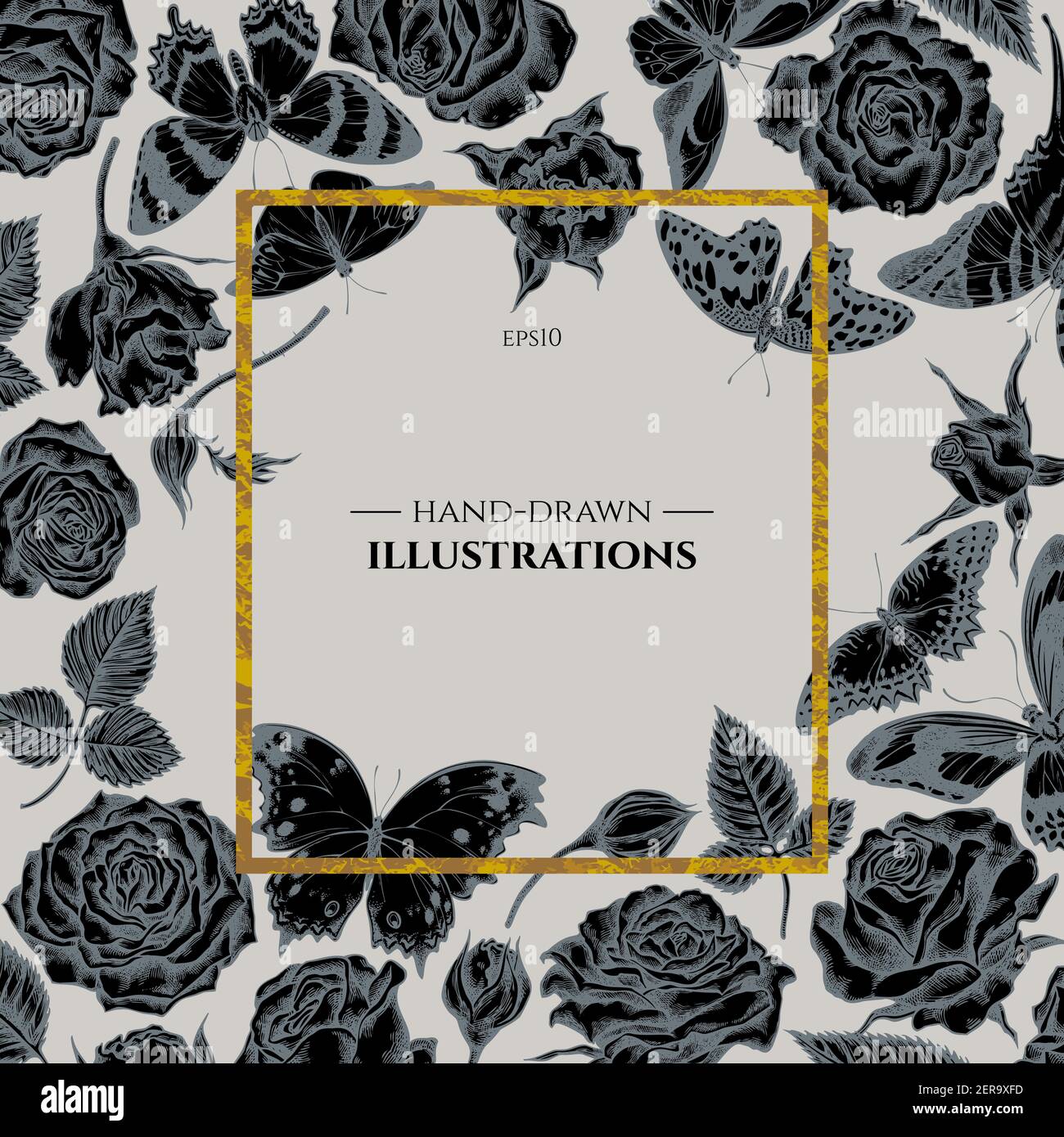 Badge over design with menelaus blue morpho, giant swordtail, lemon ...