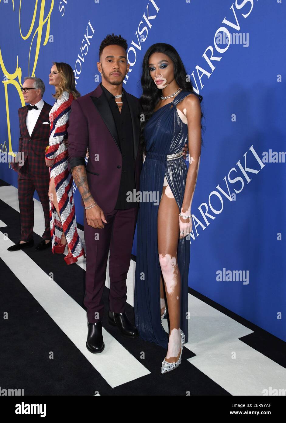 Lewis Hamilton, Winnie Harlow at cocktail reception during the 2018 ...