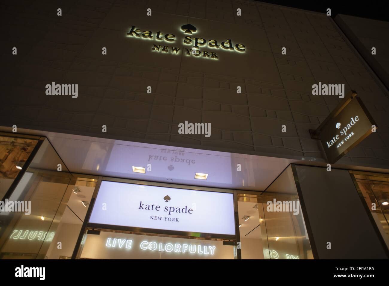 Kate Spade logos are seen in its retail store at Stanford Shopping ...