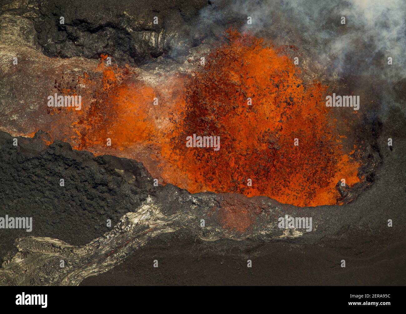 Fissure 8 continues to blast fresh lava several hundred feet in the air ...