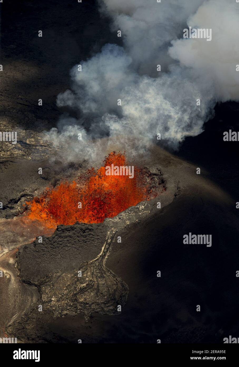 Fissure 8 continues to blast fresh lava several hundred feet in the air ...