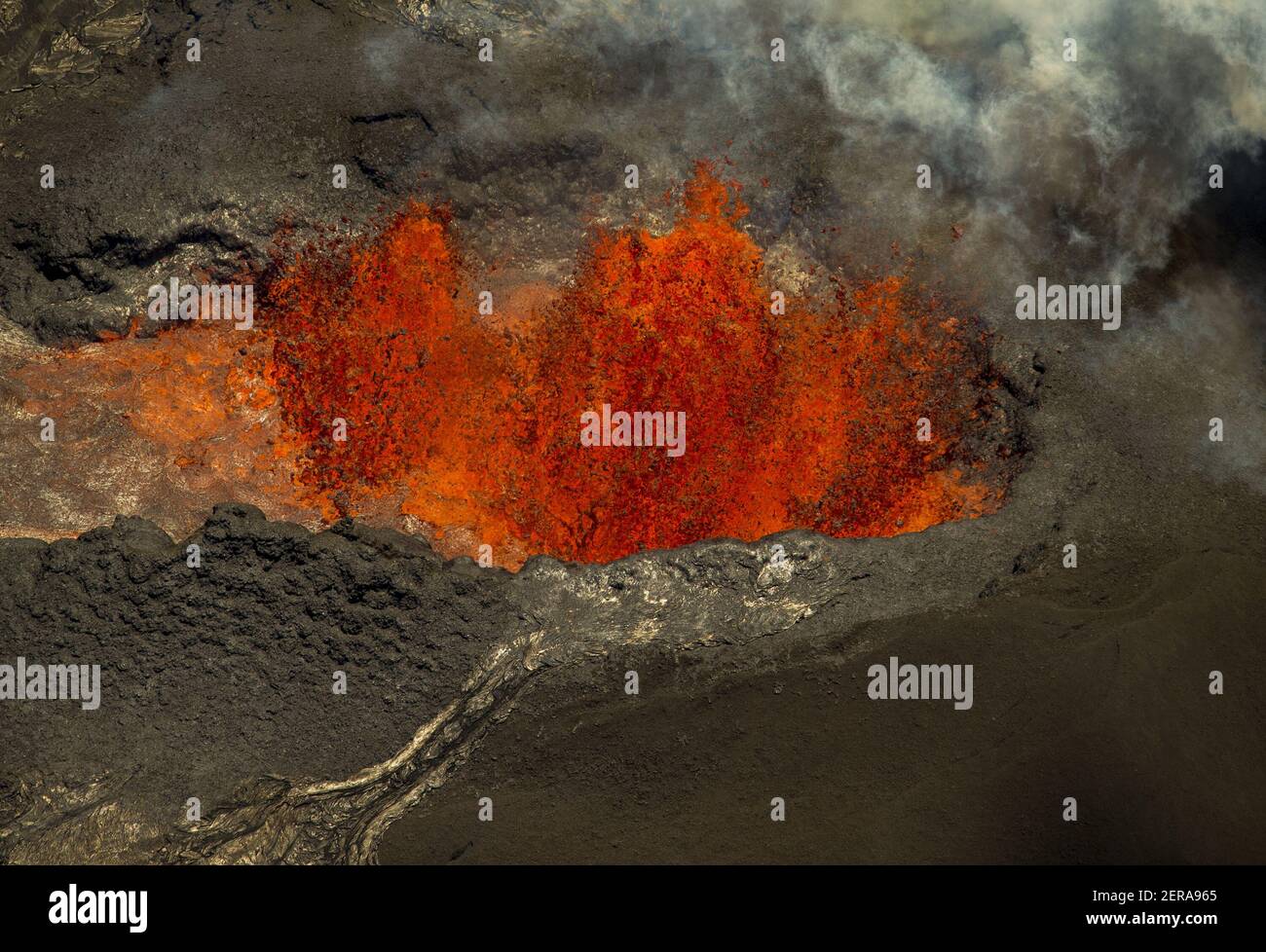 Fissure 8 continues to blast fresh lava several hundred feet in the air ...