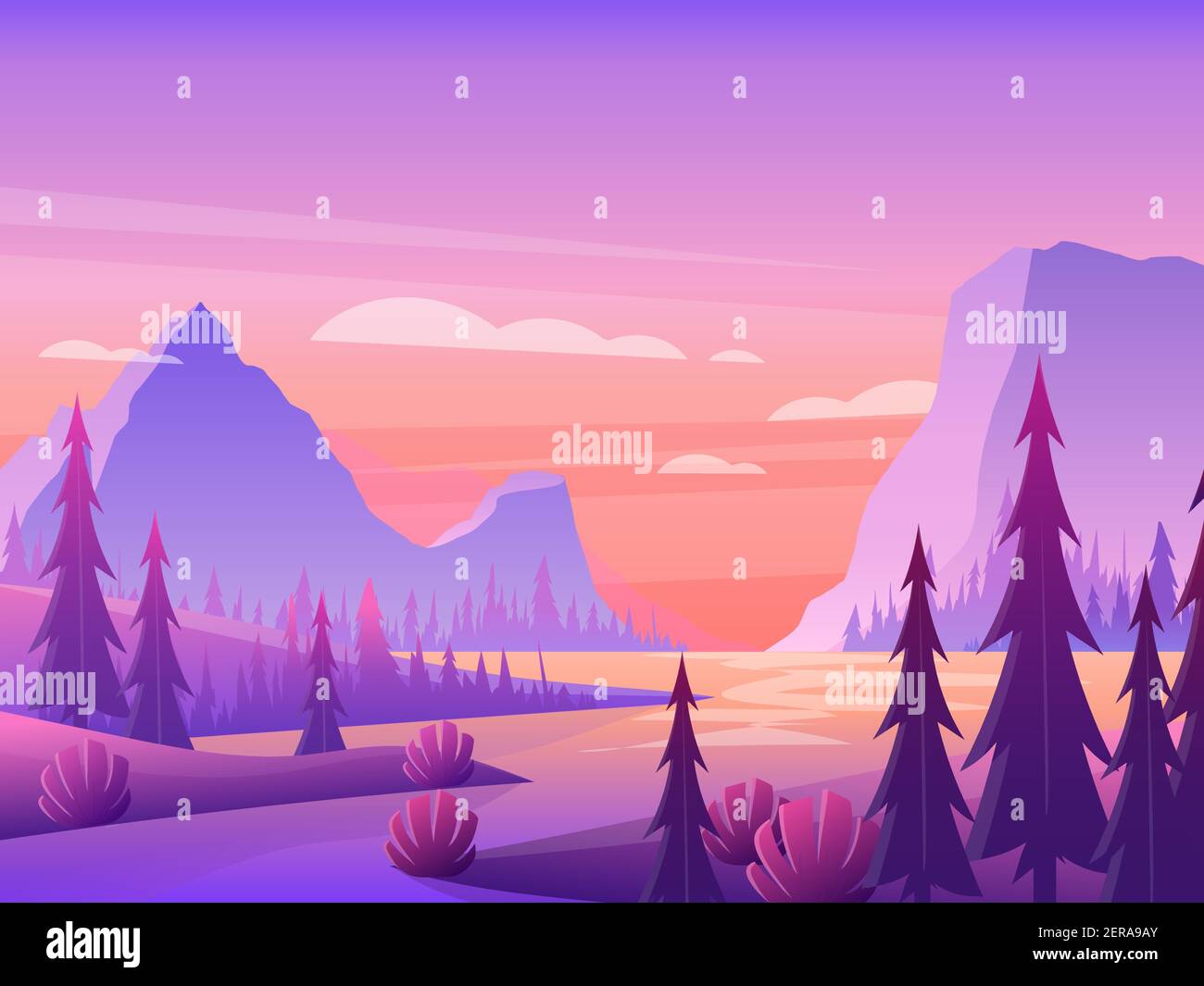 River Scenery Sky Purple