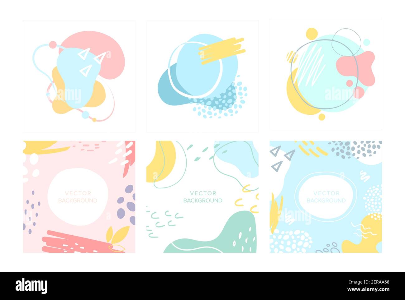 Abstract pastel geometric shapes lines circles set, simple artwork ...