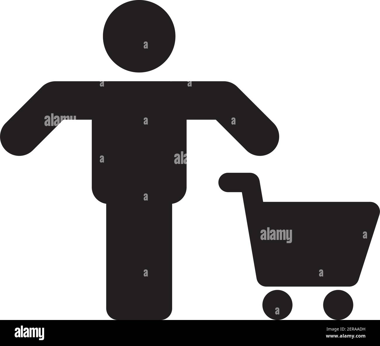 Cart icon vector male person shopping symbol in a flat color glyph ...