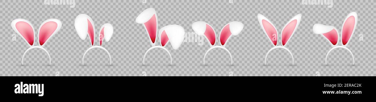 Easter bunny ears collection on transparent background. Pink and white ...