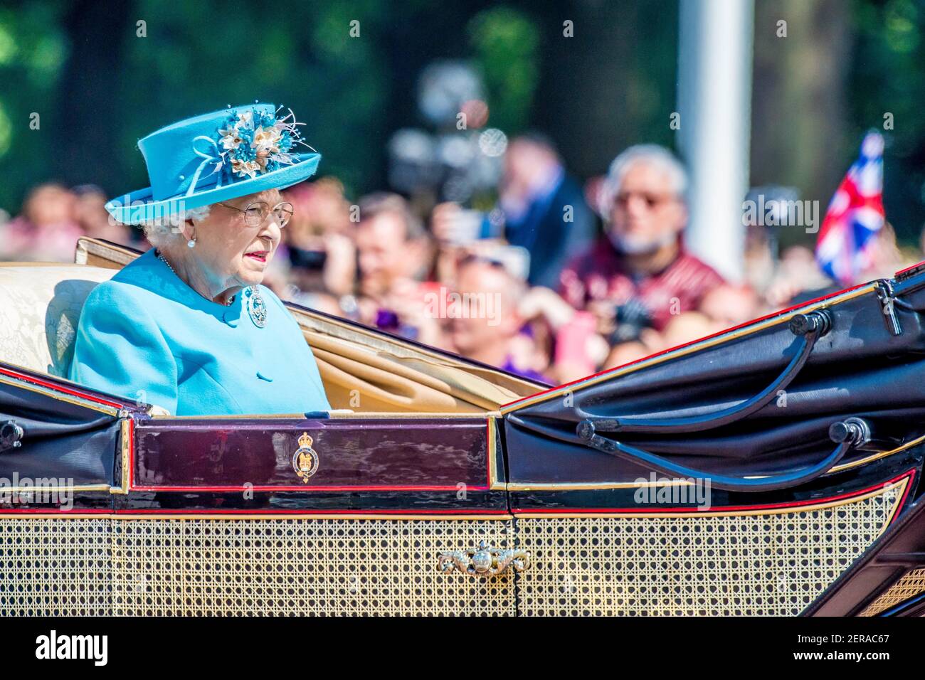 Queen Elizabeth II during Trooping the Colour 2018 ceremony, marking ...