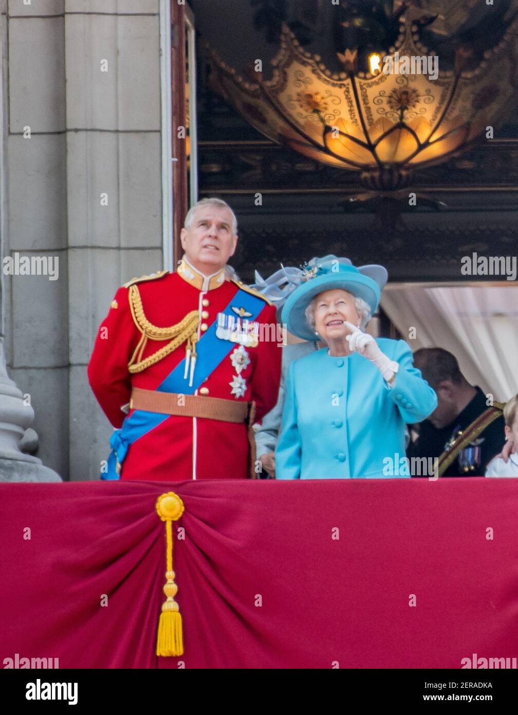 Prince Andrew and Queen Elizabeth II during Trooping the Colour ...