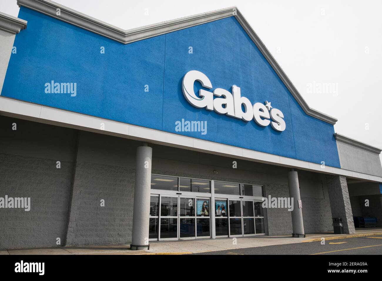 A logo sign outside of a Gabe's retail store in Fredericksburg ...
