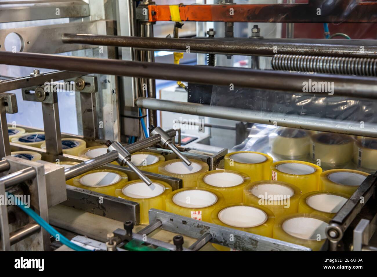 Packing tape factory. Production of duct tape. Strapping Machine for ...